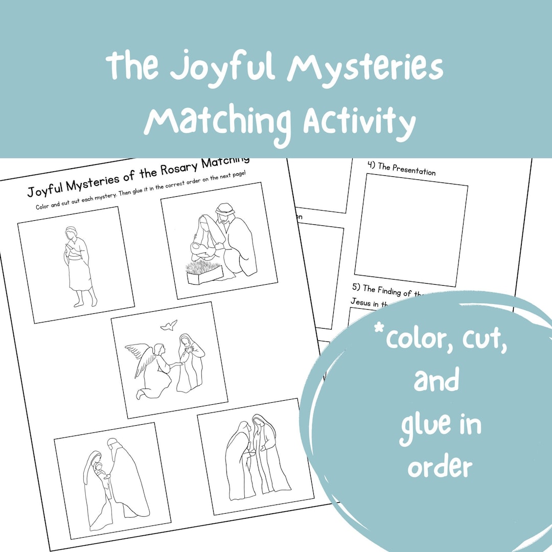 The Joyful Mysteries of the Rosary Matching Activity - Etsy