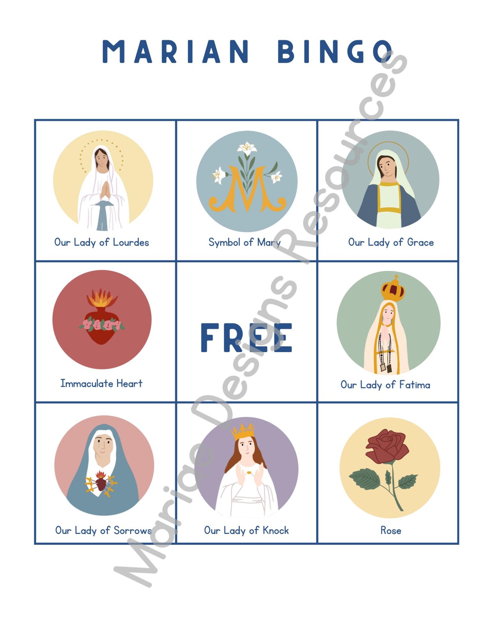 Catholic Marian Bingo Bundle - Etsy