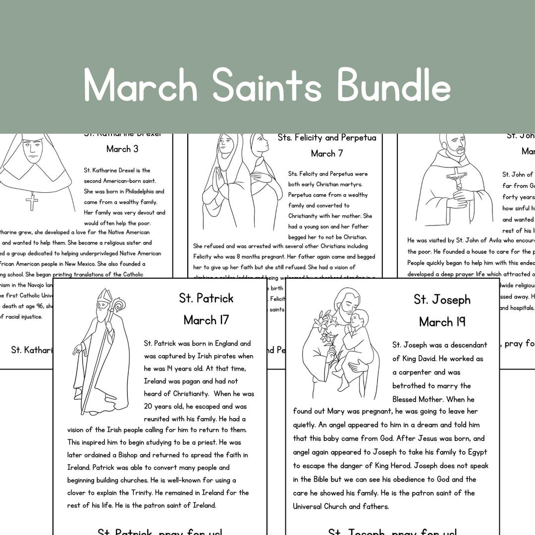 March Saints Activity Bundle - Etsy