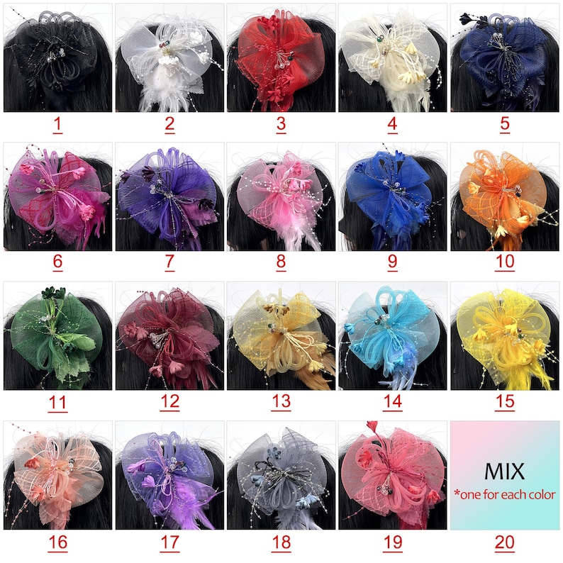 19color Pick Women Fascinator Corsage/6.3inch Feather Bead Fascinator ...