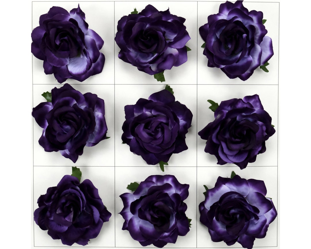 Dark Purple Rose Artificial Silk Flower Head / 10cm Fake Flower for DIY ...