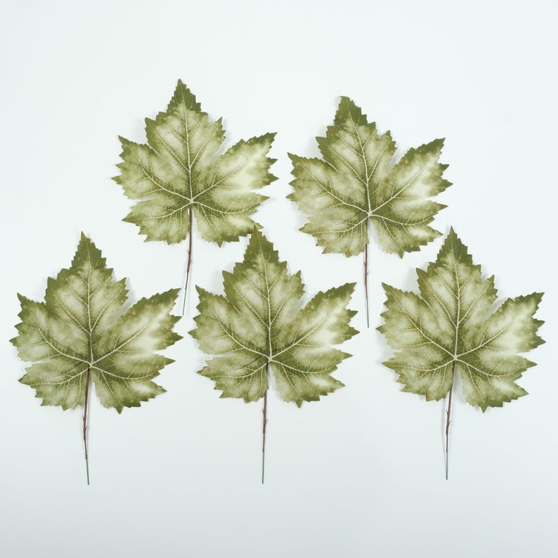 2-200pcs Faux Maple Leaves Stems - Artificial Silk Maple Leaves ...