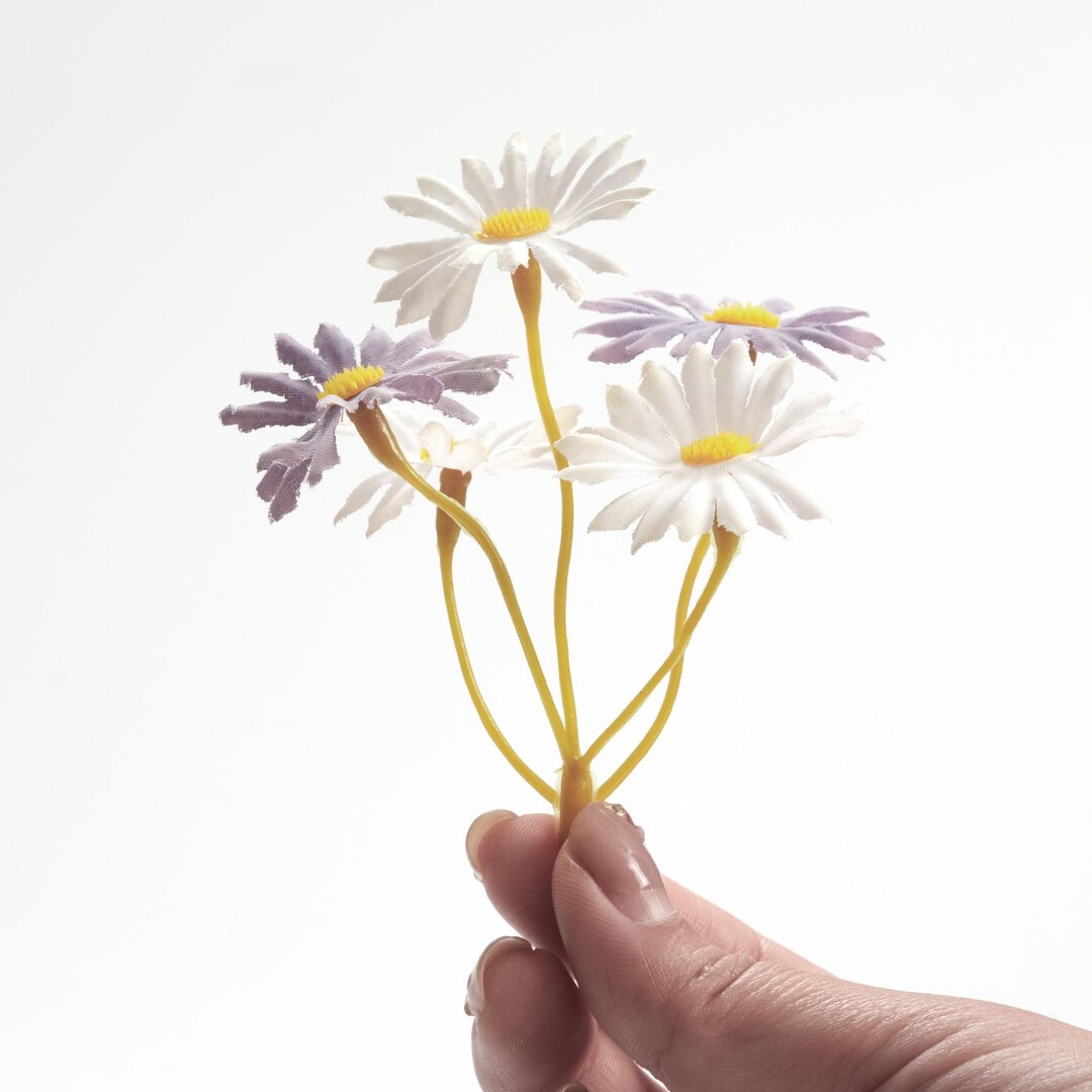 5 Forks Purple Daisy Artificial Flowers Head 2-200pcs Gerbera Fake ...