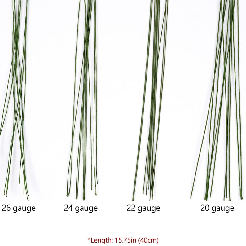 100pcs Gauge 20-26 Green Floral Stem Wire Paper Wrapped Artificial ...