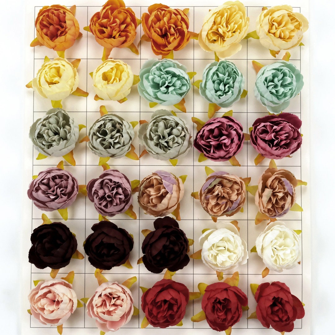 1-500p 12colors - Peony Silk Flower Head / Artificial Silk Flower Head DIY Crafts Flower Wall ...
