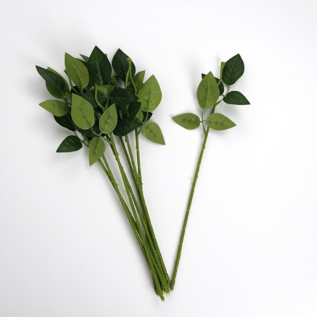 Artificial Stem With Leaves Plastic Rose Flower Wire Stem/great for DIY ...