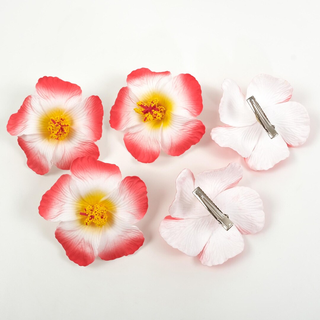 3.5" Red Artificial Hibiscus Flower Hair Clips 2- 200pcs Tropical ...