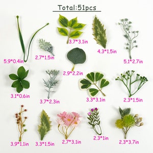 51PCS Artificial Silk Green Leaf Combo Set / Small Leaf Plant for DIY ...