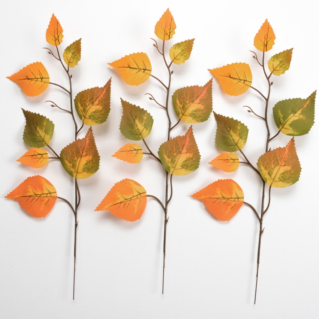 14''fall Leaf Fake Birch Maple Branch 2/200P - Etsy