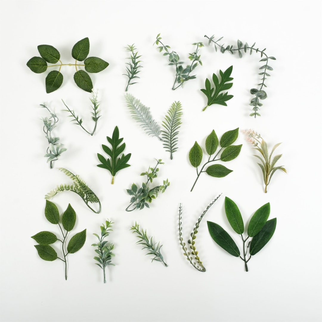 37PCS Loose Greenery / Artificial Silk Green Leaf and Greenery for DIY ...