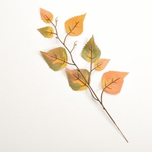 14'' Fall Leaf 2/200P Fake Birch Maple Branch Artificial Autumn Foilage for Vase Filler Wreath ...