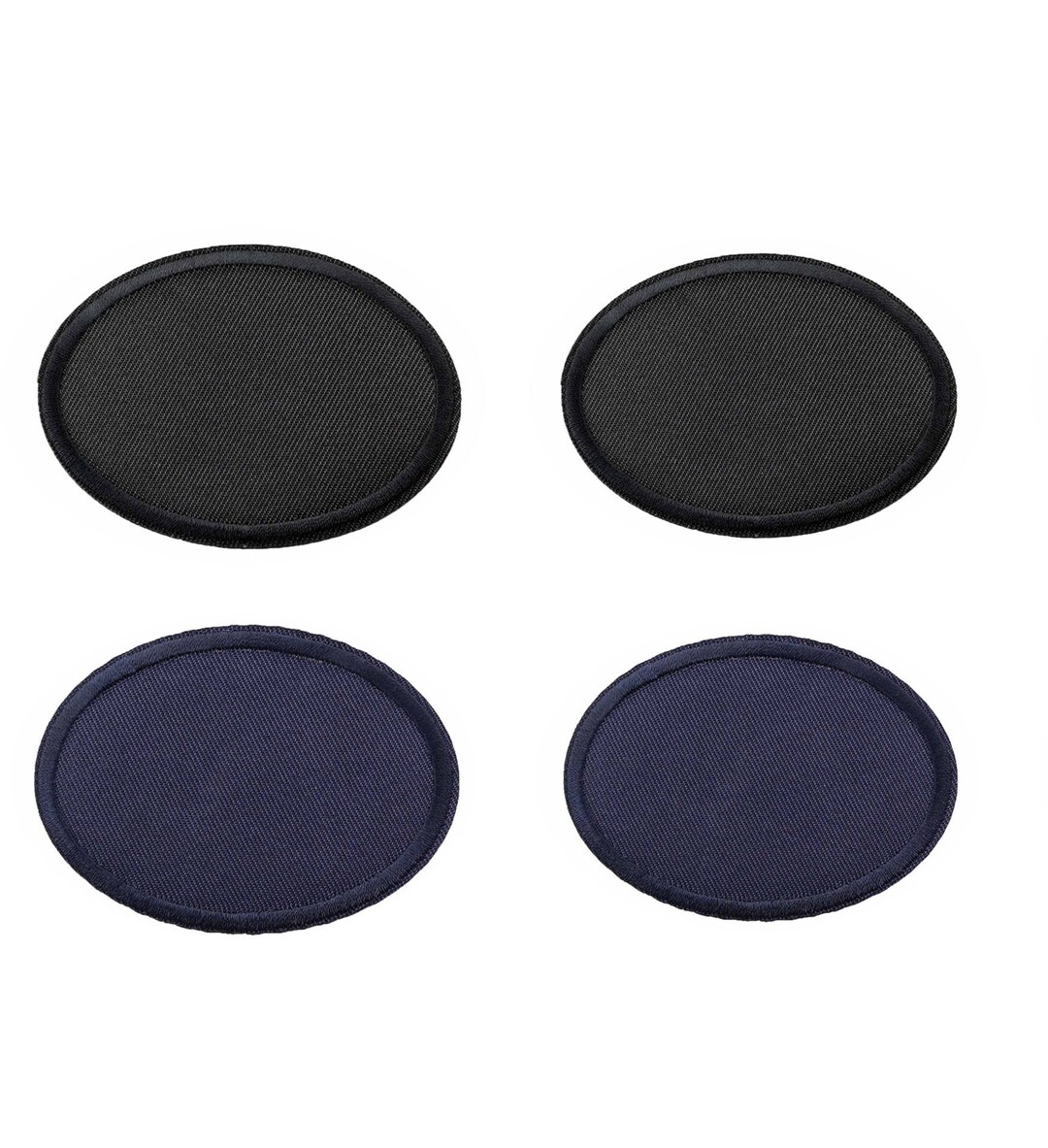 2/100P Navy Blue Oval Embroidery Patches Black Geometric Pattern ...