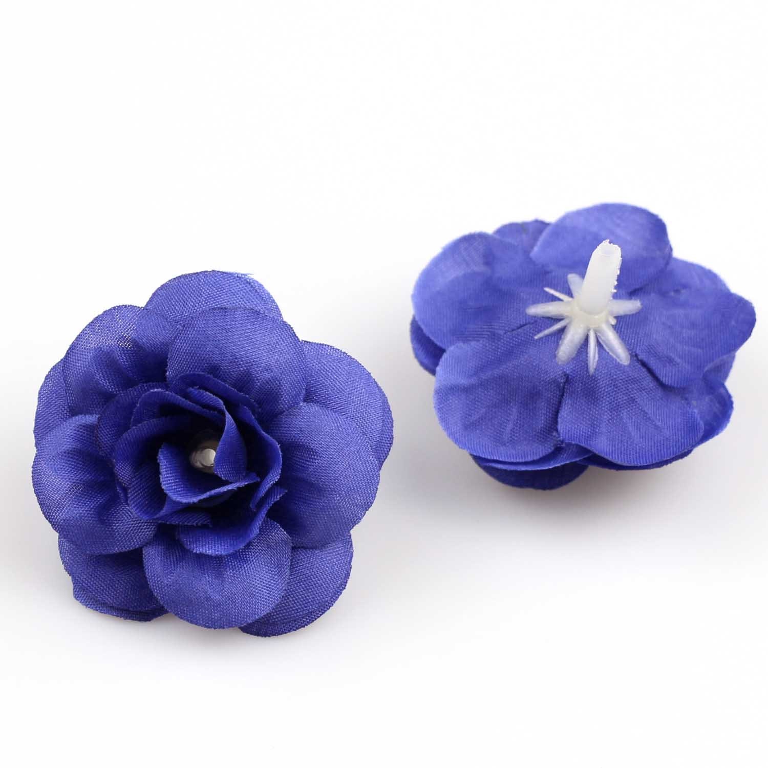5/100PCS 7size Royal Blue Flower Head Artificial Silk Flower Head Fake ...