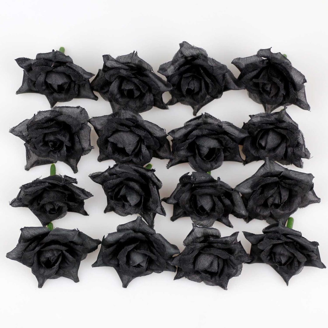 2" Black Rose Silk Artificial Flower Head 2/1000pcs in Bulk Fake Roses ...