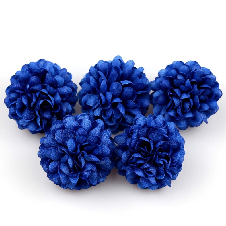 5/100PCS 7size Royal Blue Flower Head Artificial Silk Flower Head Fake ...
