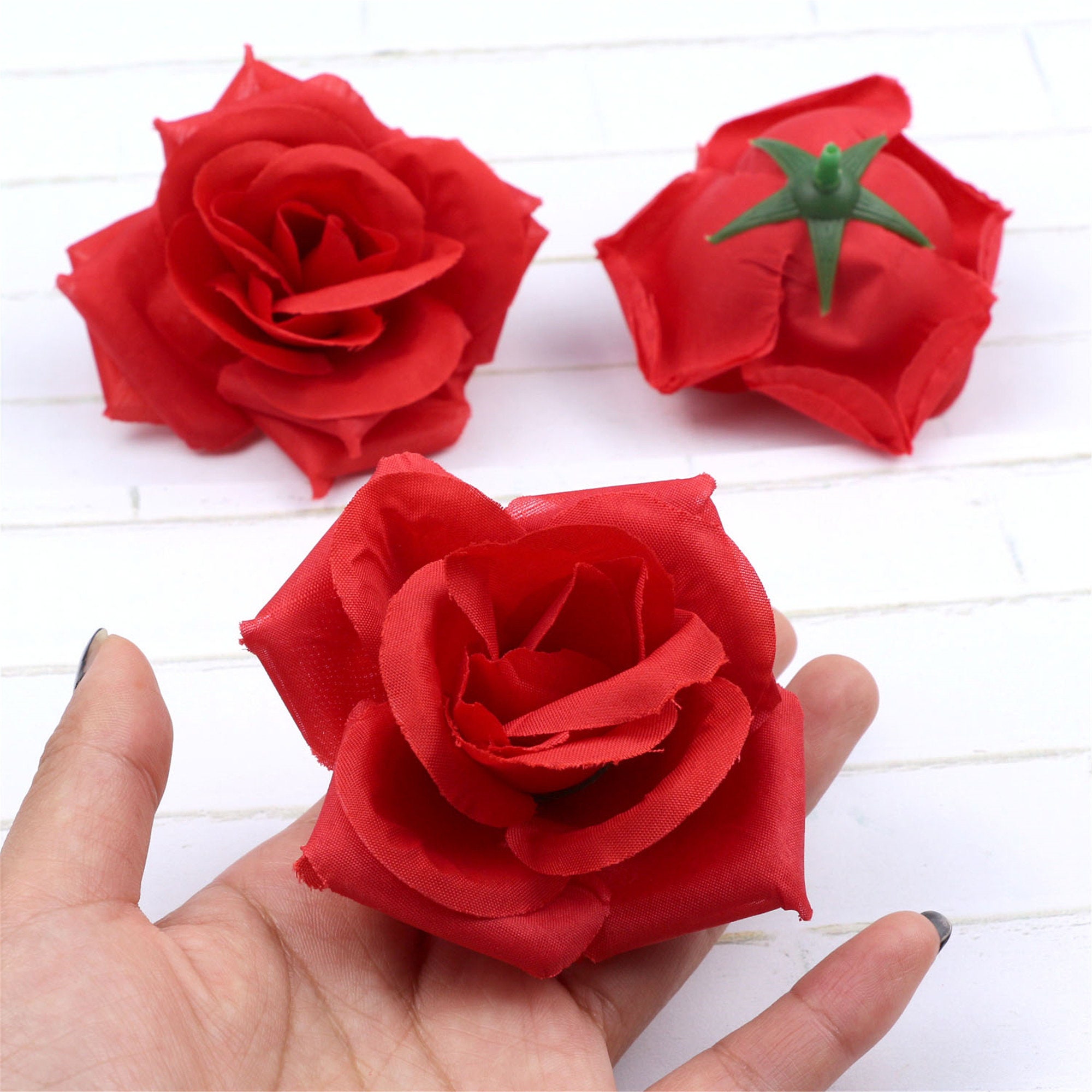 2/500pcs 8cm Red Rose Flower Heads in Bulk Silk Artificial - Etsy