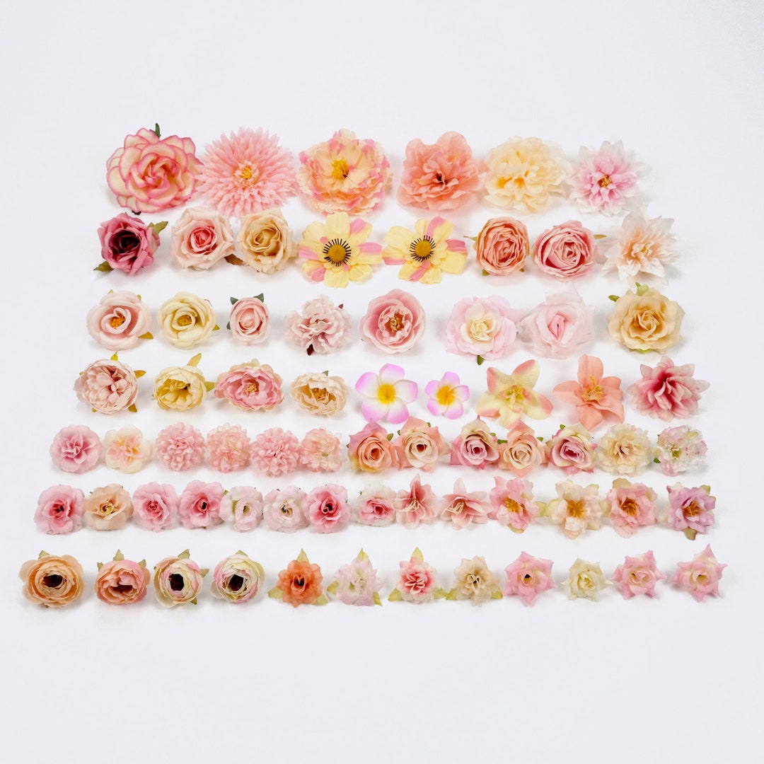 70pcs / Pack Artificial Silk Flower Head Light Pink Combo Set for DIY ...