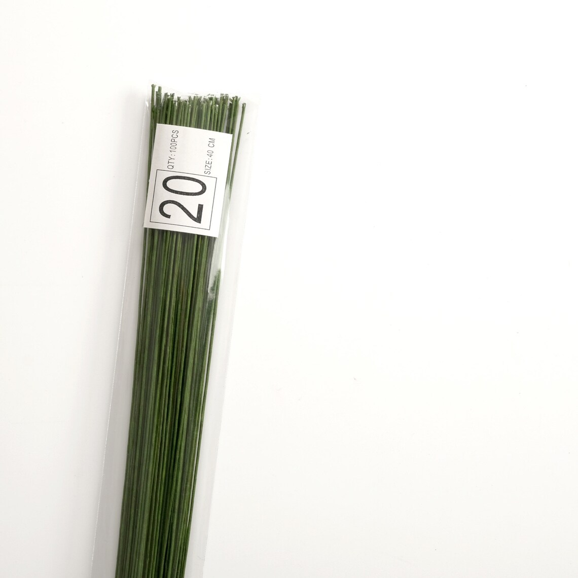 100pcs Gauge 20-26 Green Floral Stem Wire Paper Wrapped Artificial ...