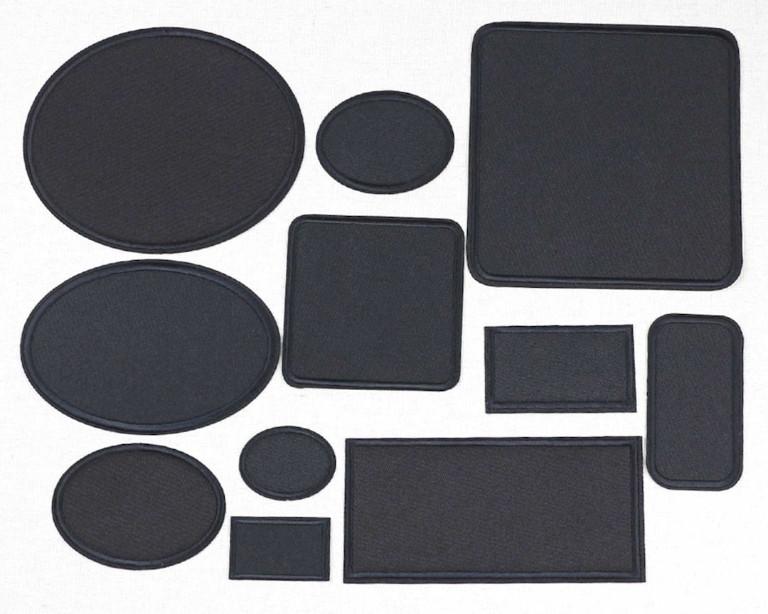 1/300pcs Black Geometric Pattern Patch Rectangular Oval Patch Iron On ...