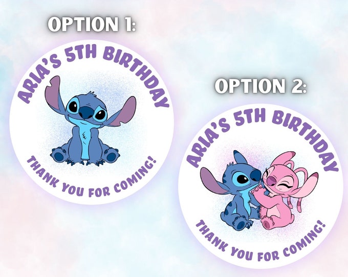 Stitch Thank You Stickers, Stitch Birthday Stickers, Party Favor ...