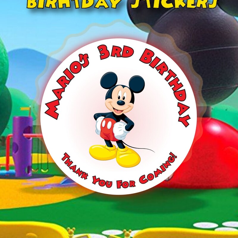 Mickey Mouse Birthday Sticker - Etsy