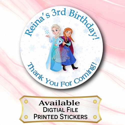 Customized Elsa Birthday Stickers Party Favor Stickers 12 | Etsy