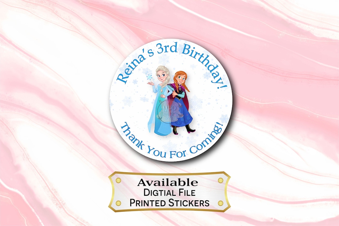Customized Elsa Birthday Stickers, Party Favor Stickers, 12 Printed ...