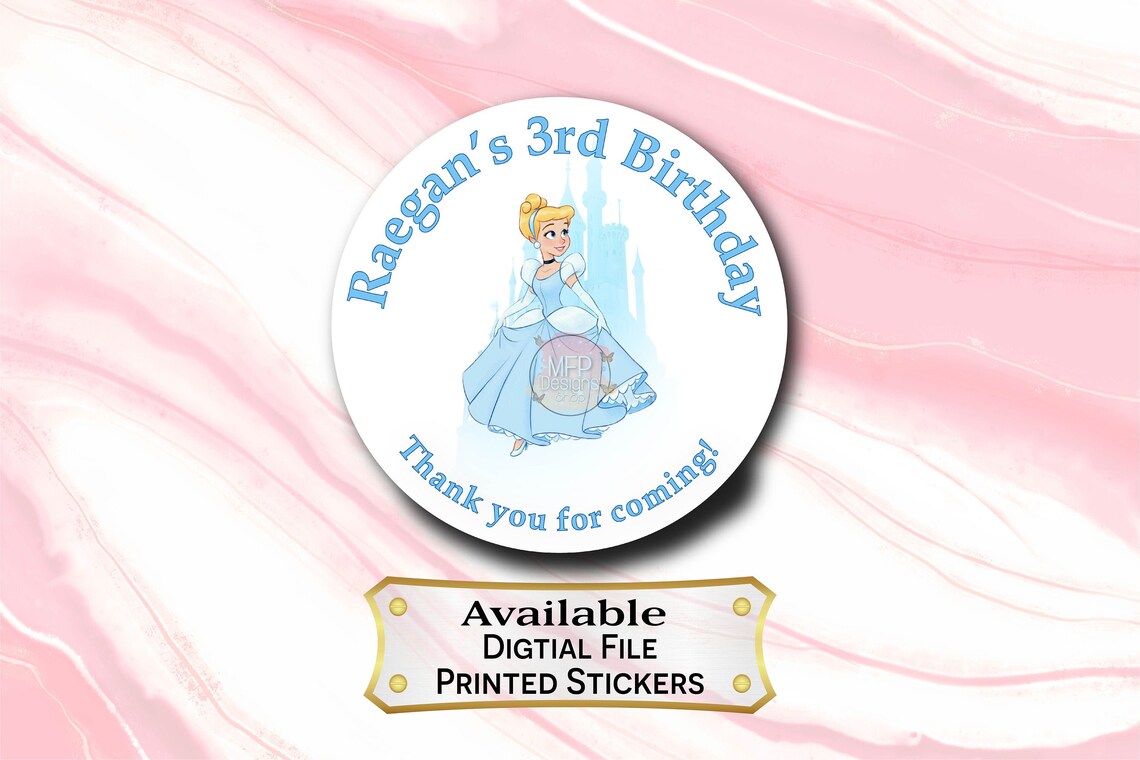 Customized Cinderella Birthday Stickers Party Favor Stickers - Etsy
