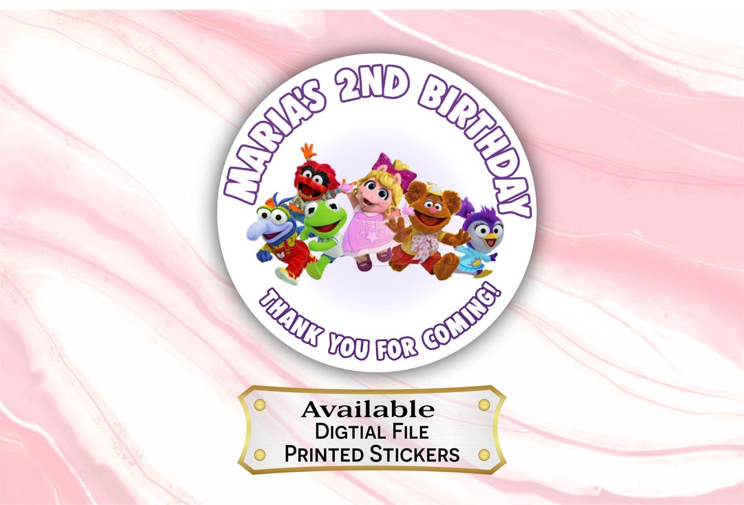 Customized Muppet Babies Birthday Stickers, Party Favor Stickers, 12 ...