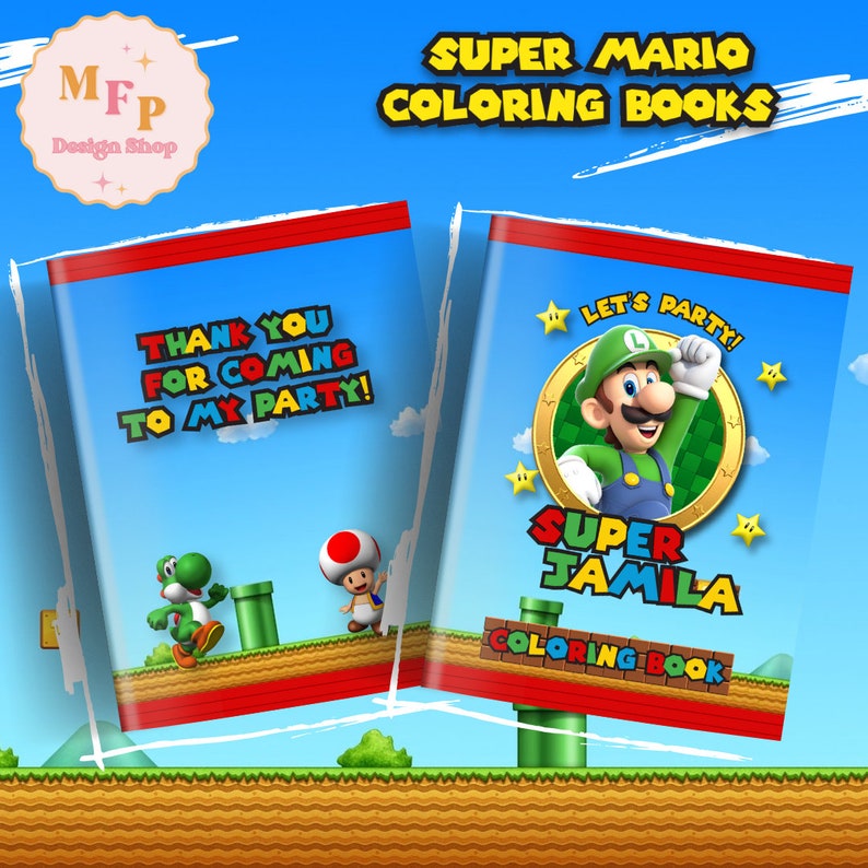 Super Luigi Coloring Book Coloring Pages Party Favors Customize ...