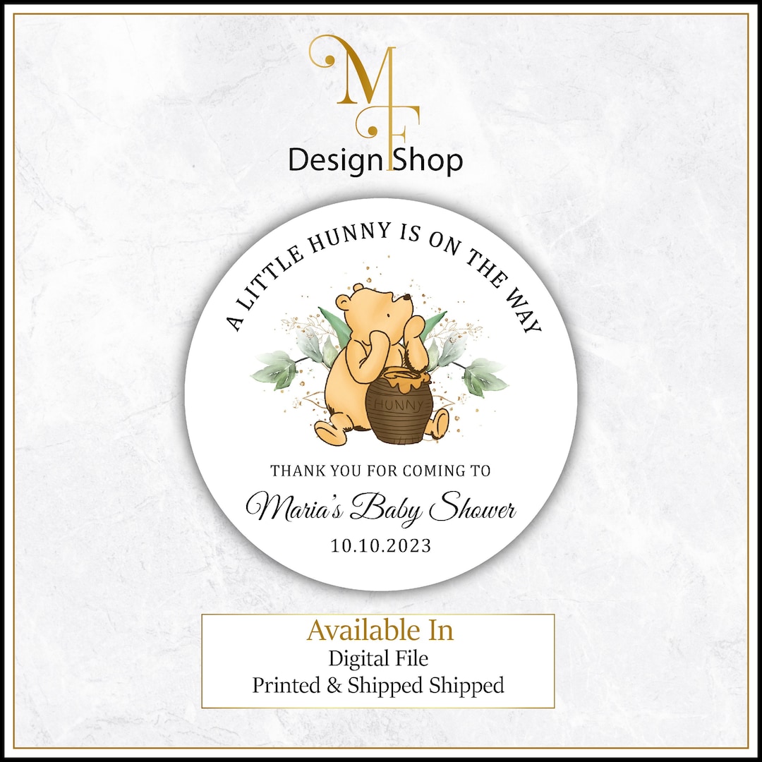 Winnie the Pooh Baby Shower Stickers, Pooh Bear Baby Shower Stickers ...
