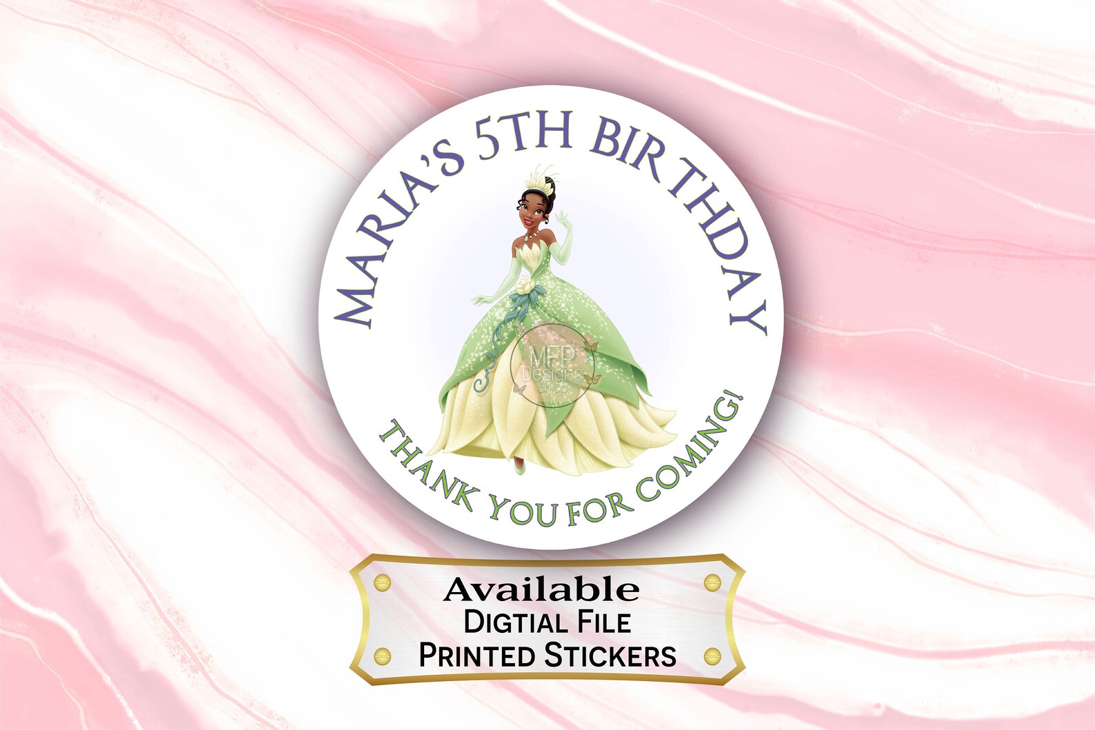 Customized Princess Tiana Birthday Stickers Princess and Frog - Etsy