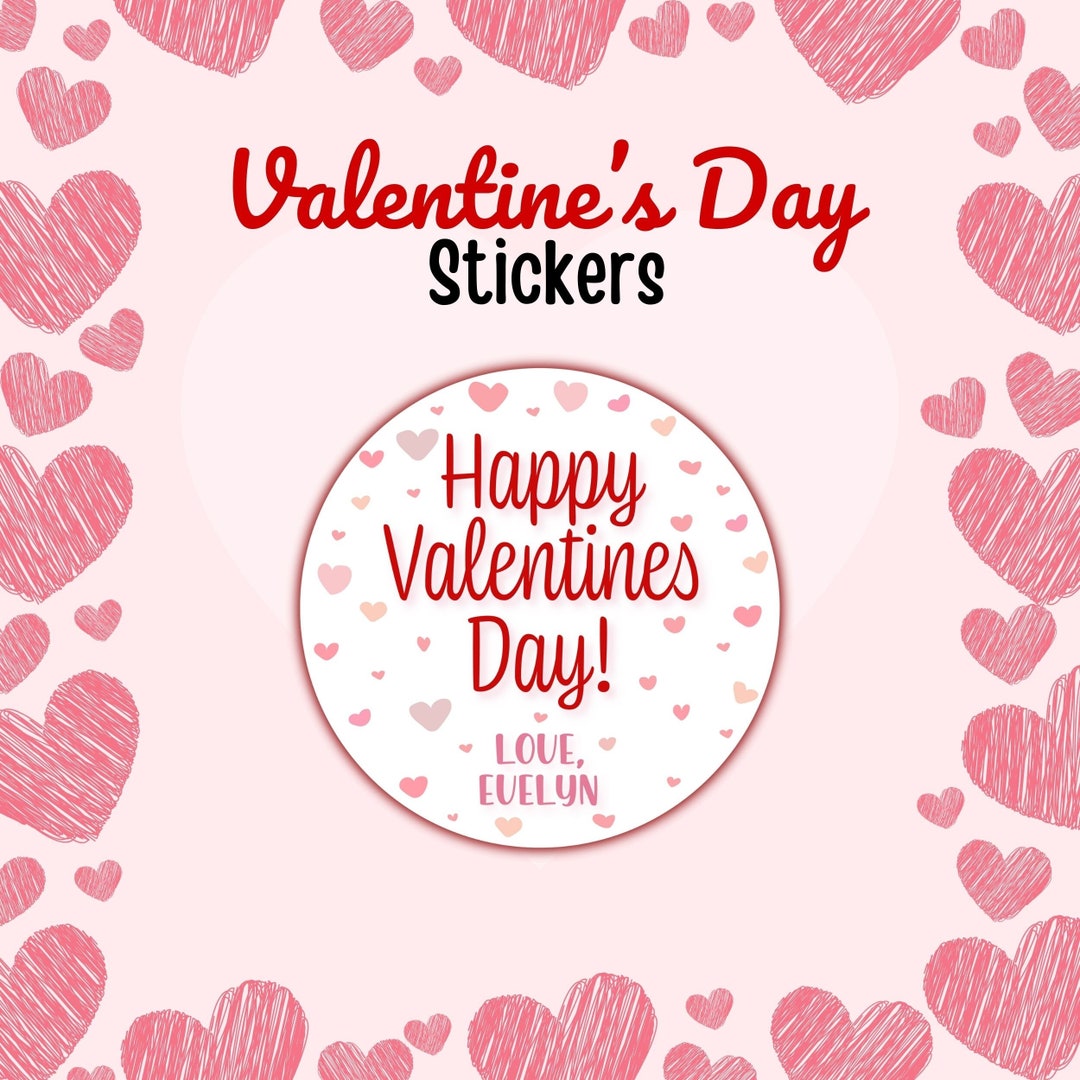 Valentine's Day Stickers Valentine Favor Stickers Valentine's Day ...