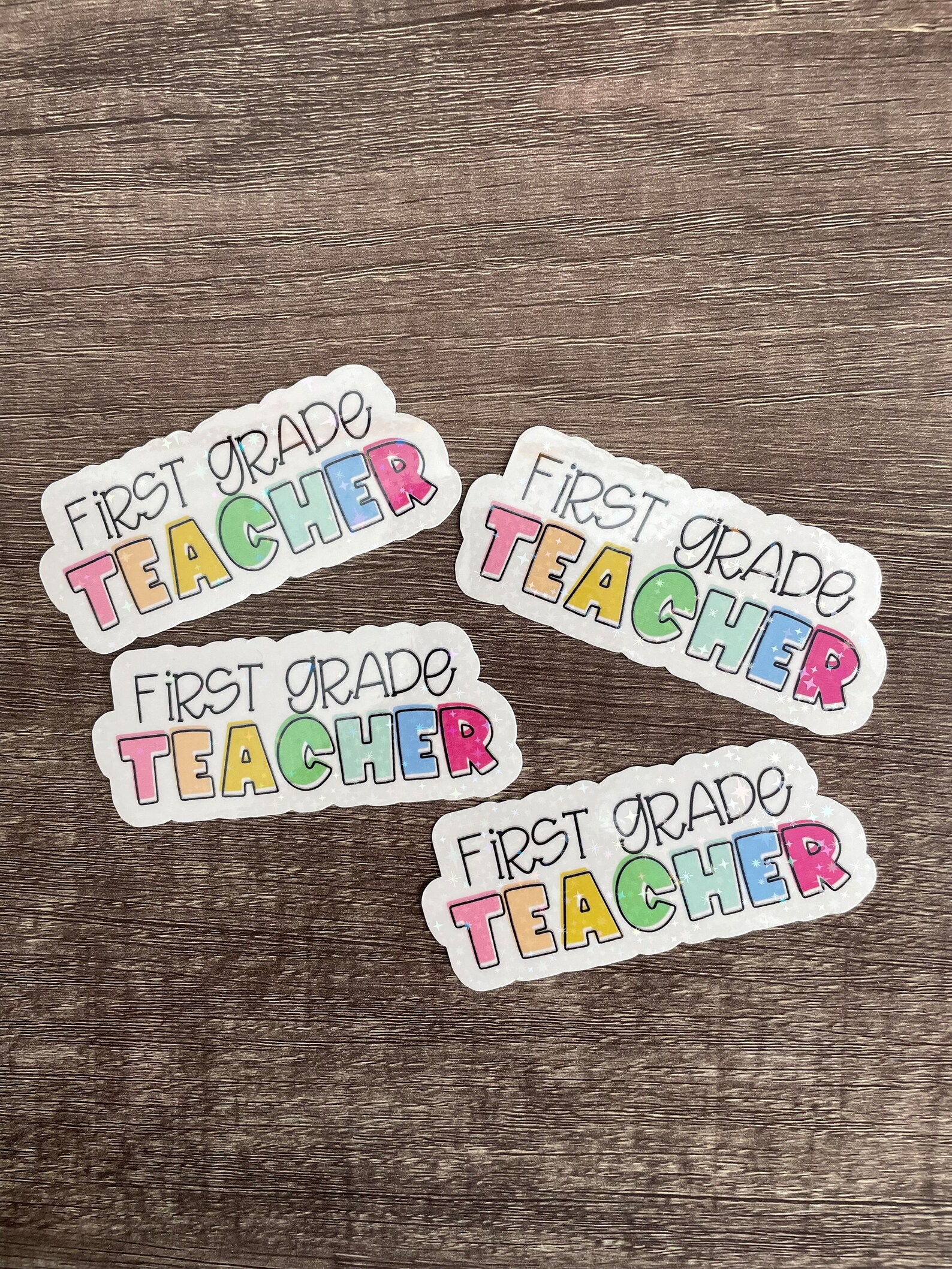 First Grade Teacher Sticker Sparkly Holographic Teacher - Etsy