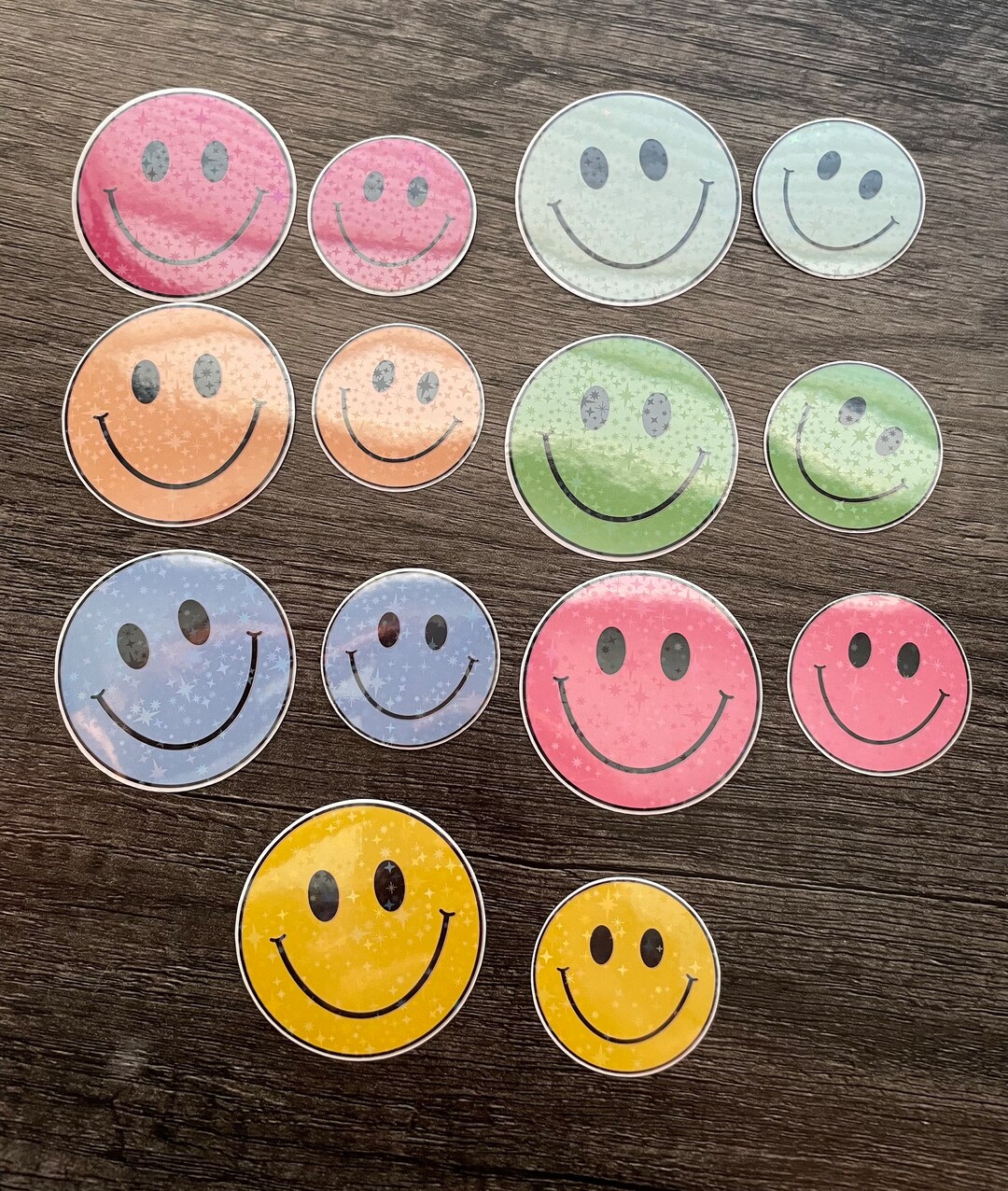Smiley Sticker Set | Smiley Face Sticker | Sparkly Holographic Sticker ...