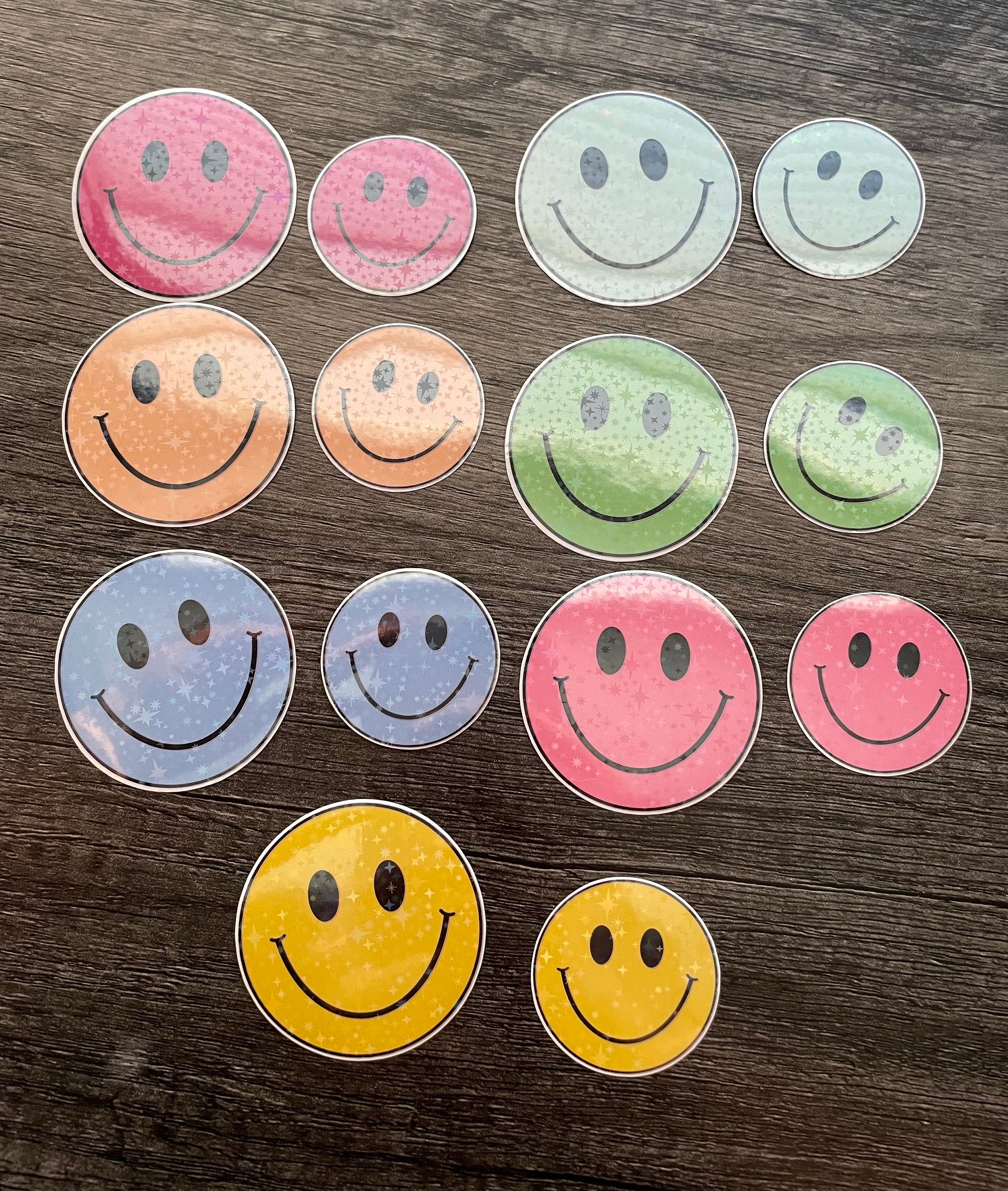 Smiley Sticker Set Smiley Face Sticker Sparkly Holographic Sticker ...