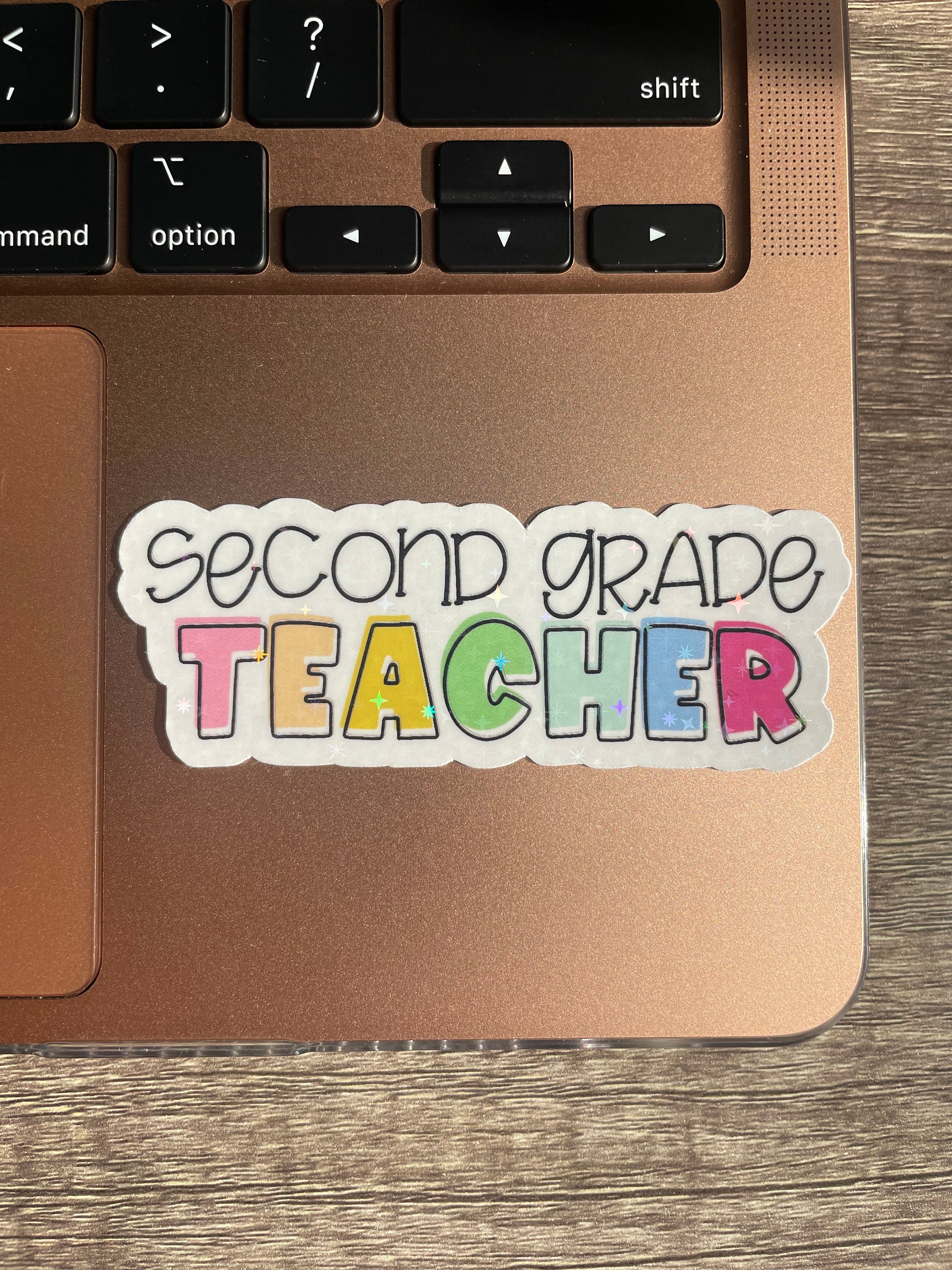 Second Grade Teacher Sticker Second Grade Teacher .sparkly Holographic ...