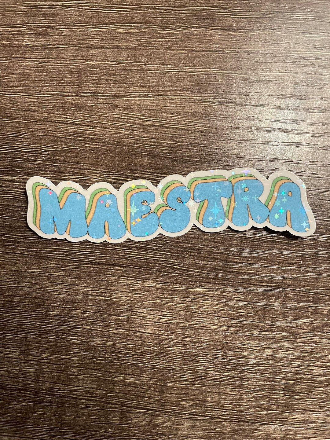 Maestra Groovy Sticker | Sparkly Holographic Teacher Sticker | Water ...