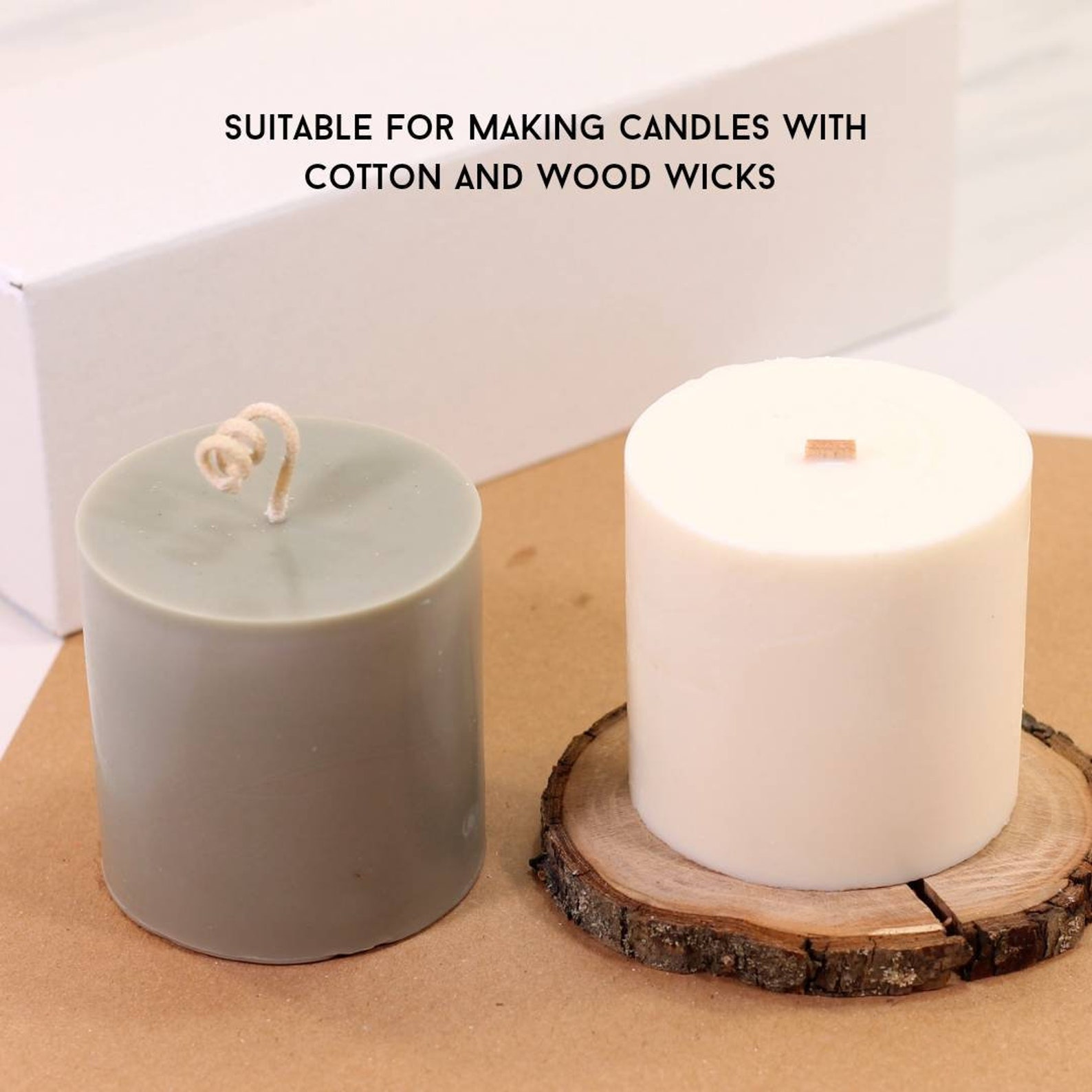 Cylindrical Candle Mold: DIY Pillar Candle Making With Wood & Cotton ...