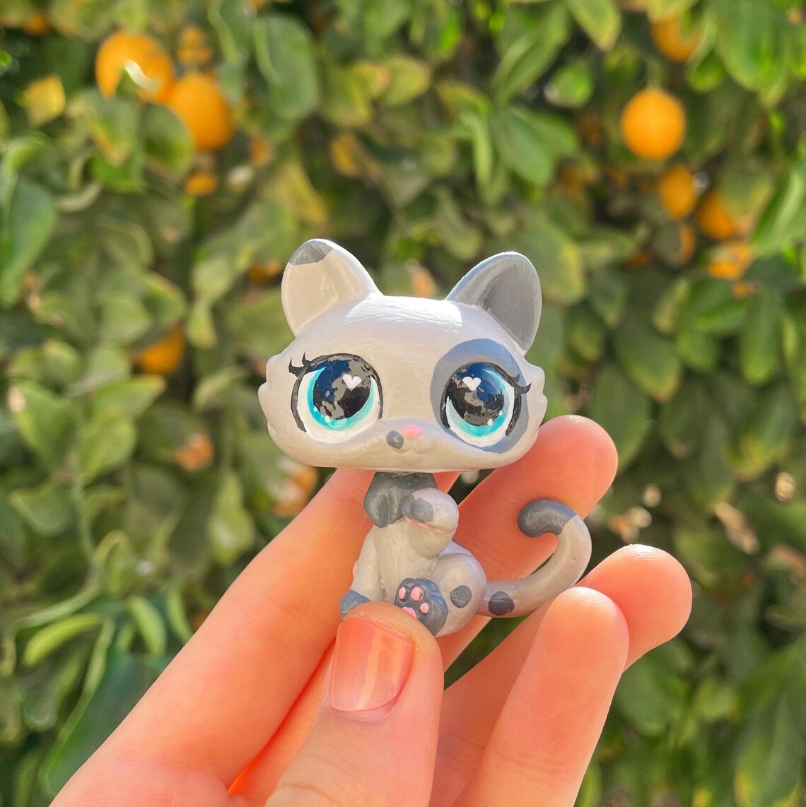 Lps Cat Grey Spots Blue Eyes Hearts Lps - Etsy