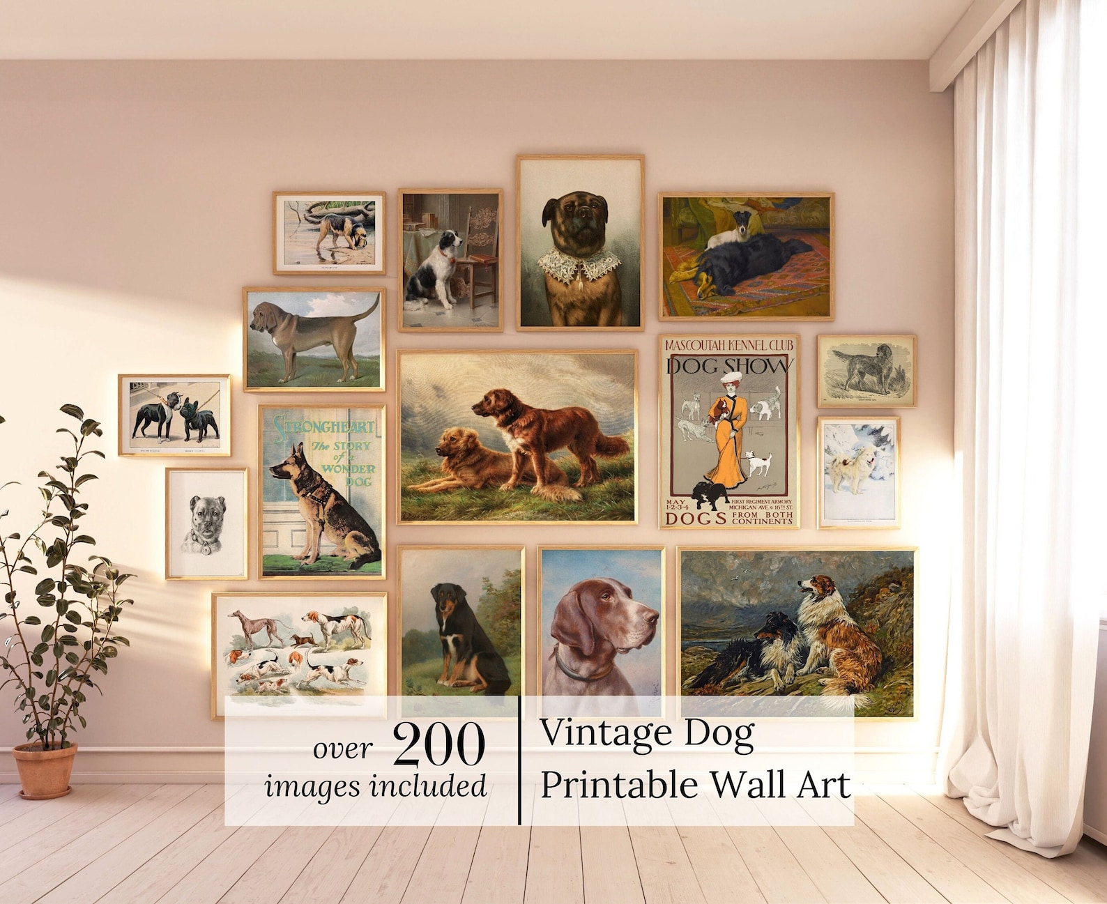 200 Plus Vintage Dog Prints Printable Wall Art Digital Download Gallery ...