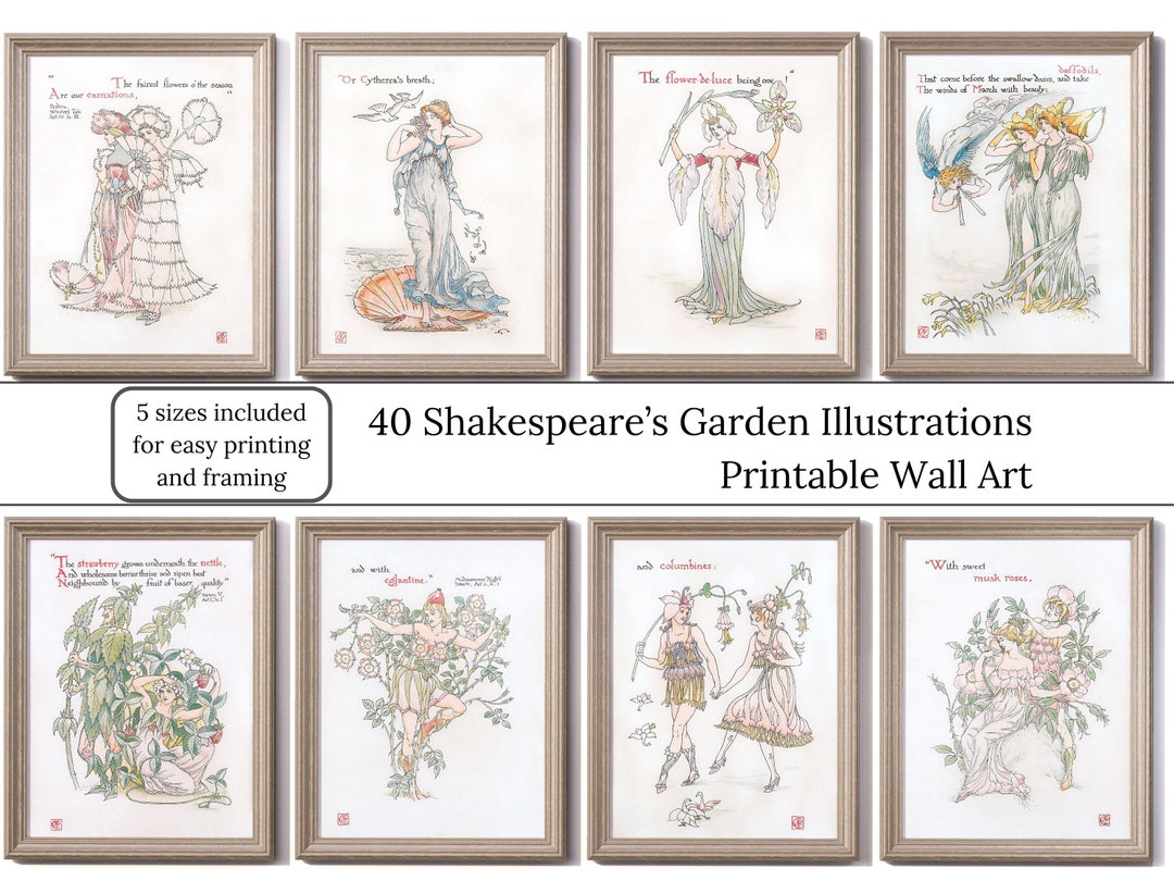 Downloadable Shakespeare Decor Vintage Digital Floral Print Wall Art ...