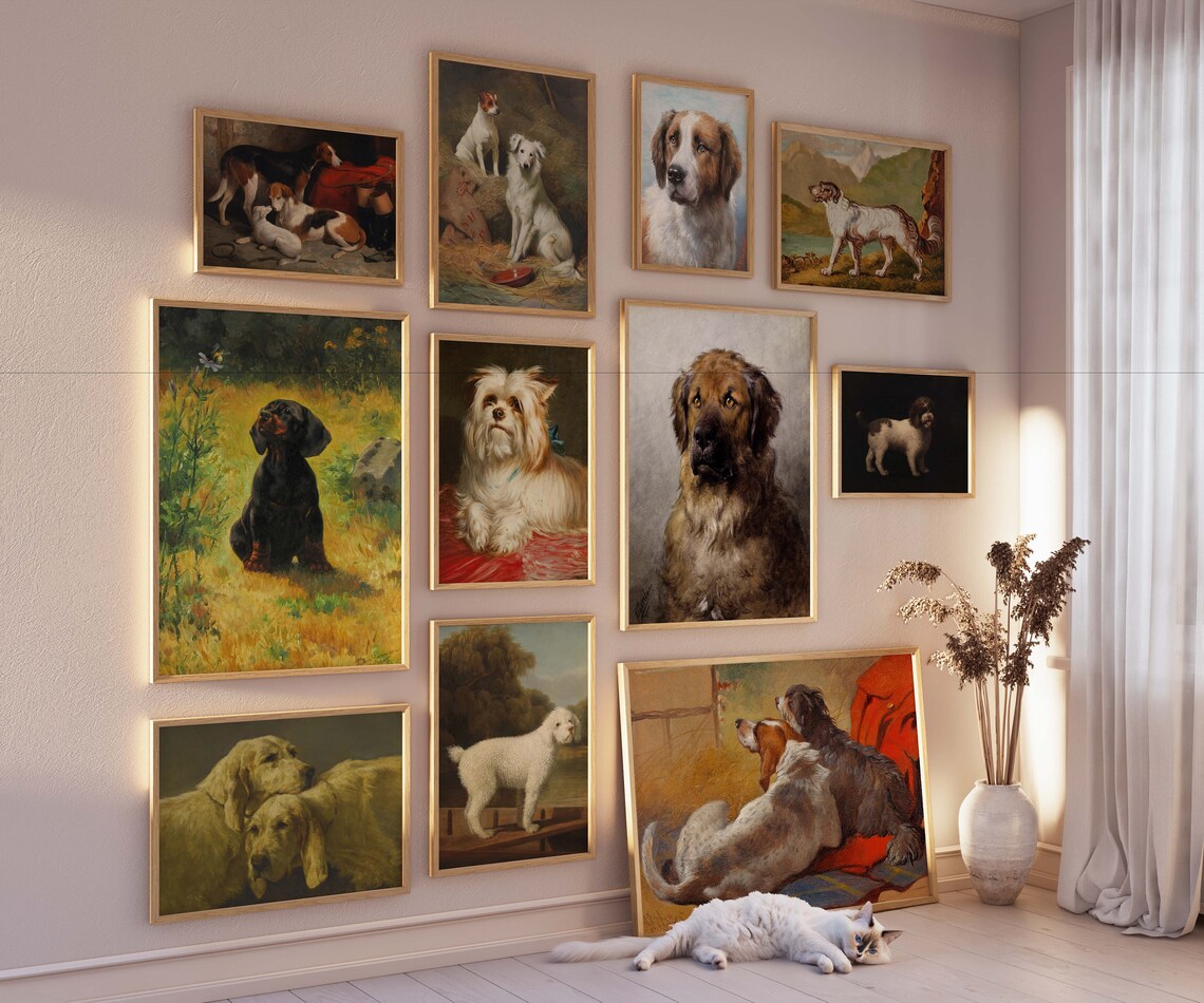 200 Plus Vintage Dog Prints Printable Wall Art Digital Download Gallery ...