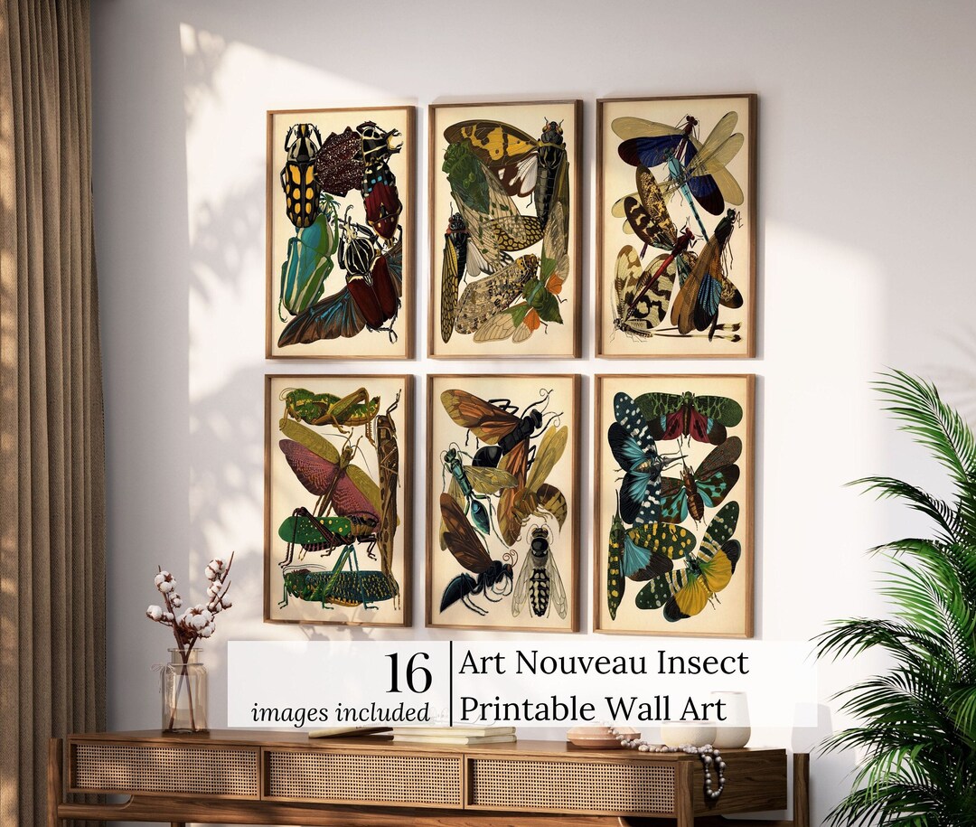 Insect Print Wall Art Digital Art Nouveau Print Art Vintage Nature ...