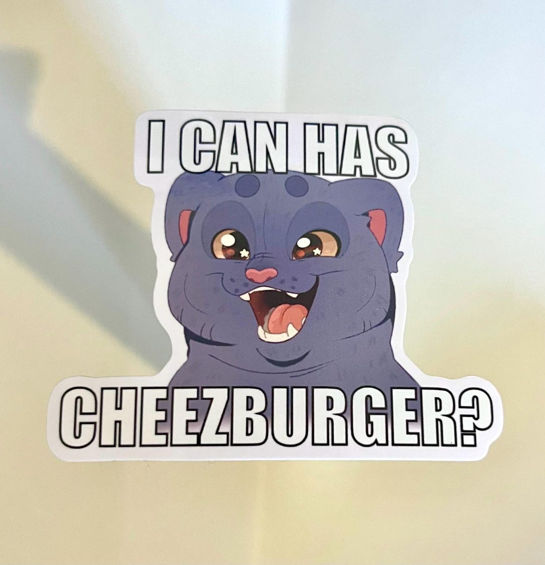 I Can Has Cheeseburger? 2000’s Nostalgia Funny Cat Sticker - Etsy