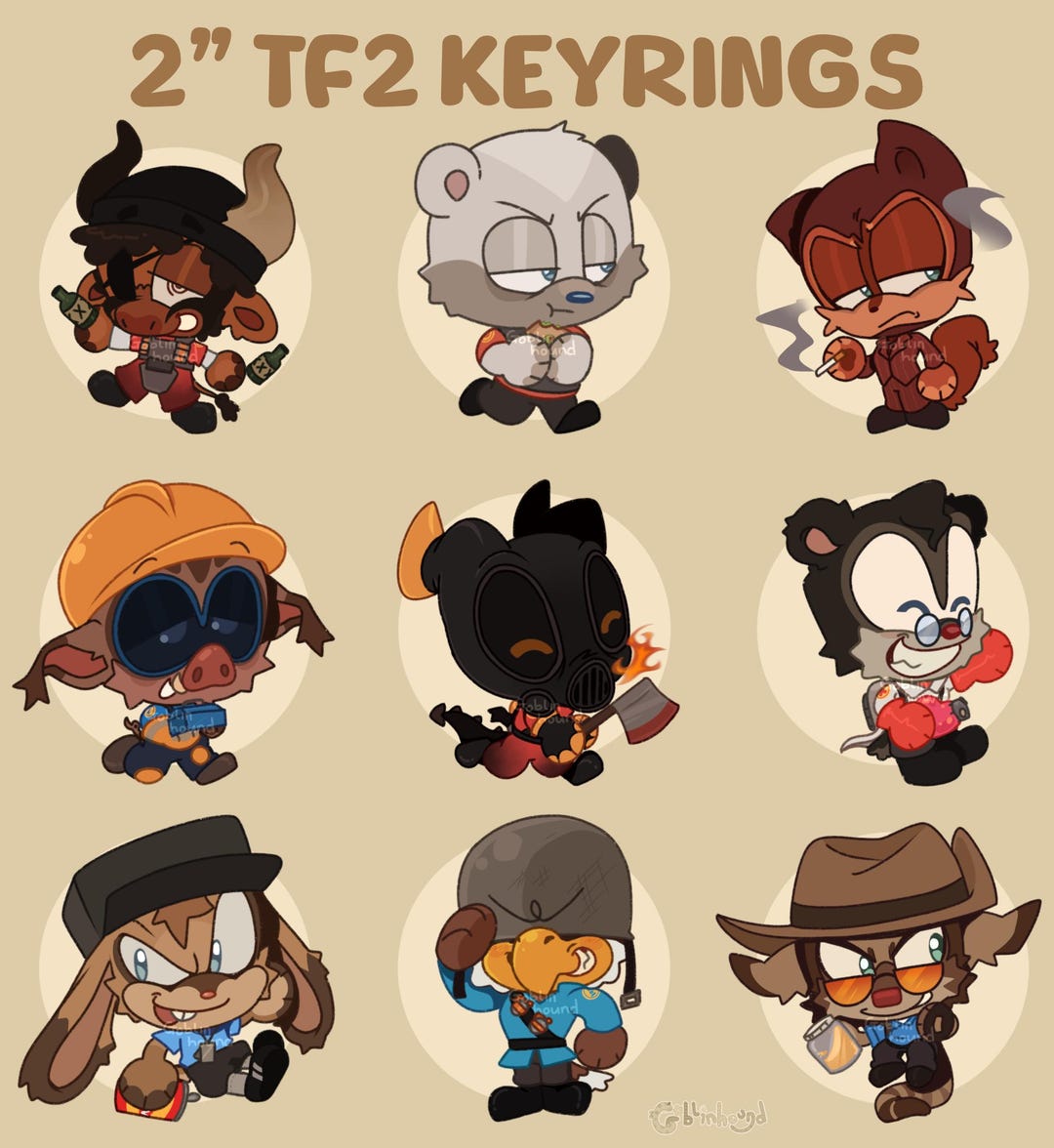 TF2 2" Animal Keyrings - Etsy