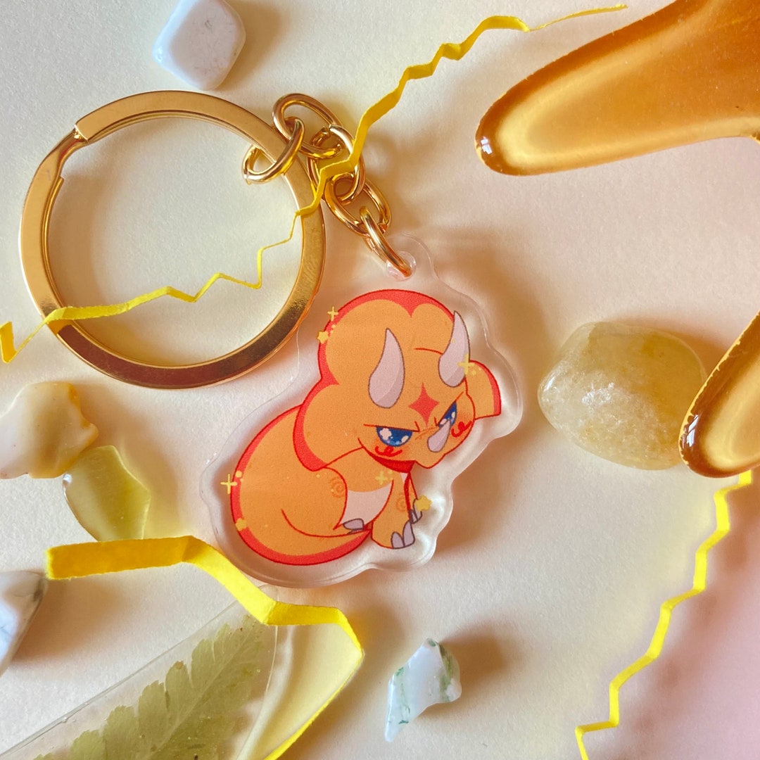 Dinosaur Anime Orange Triceratops Chibi Keyring 2” - Etsy