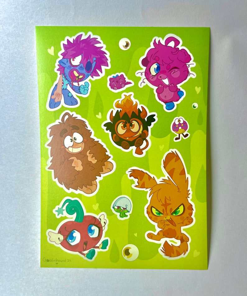 Moshi Y2K Monster INSPIRED A6 Sticker Sheet - Etsy