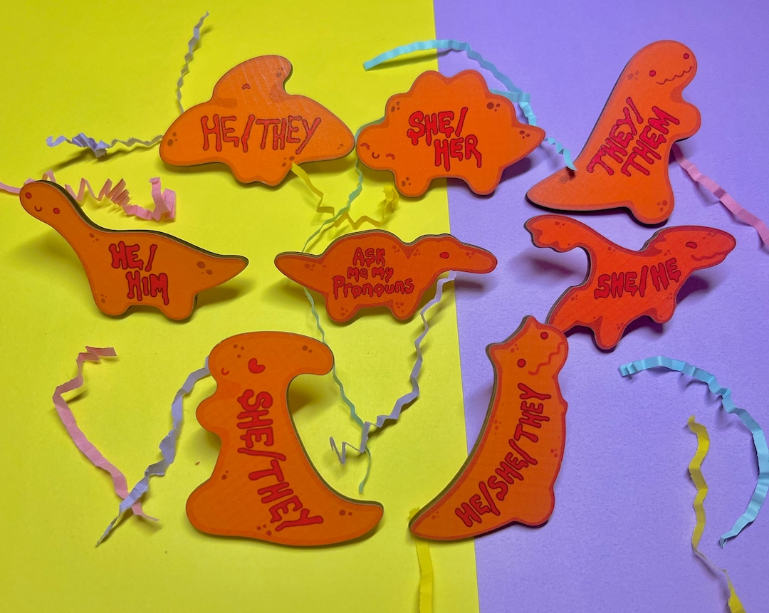 Dino Nugget Pronoun Pins Wooden LGBTQIA+ - Etsy