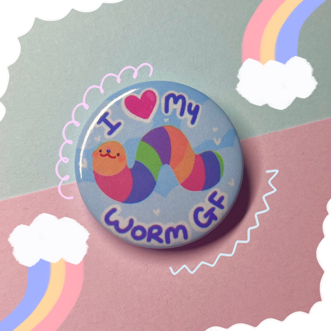 I Love My Worm GF/BF Button Badge - Etsy